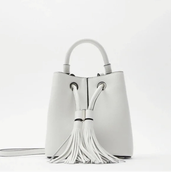 Zara | Bags | Zara White Crossbody Bag With Tassel Accent | Poshmark